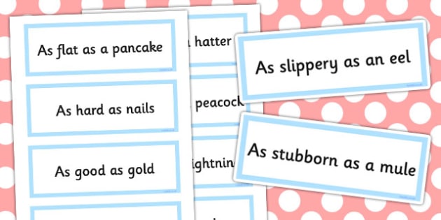 Similes Cards - similes, cards, english, simile, simile cards