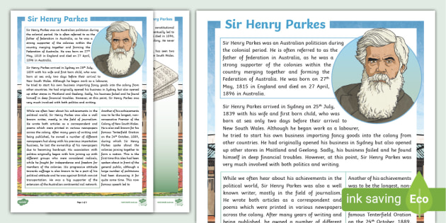 Henry Parkes Facts | Australian Federation and History