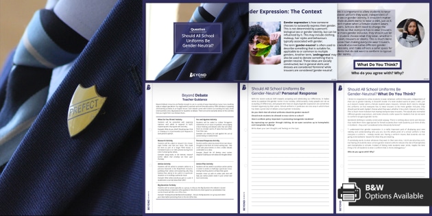 Should All School Uniforms be Gender-Neutral? Debate Topic Pack