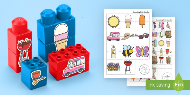 Summer Matching Connecting Bricks Game (teacher made)