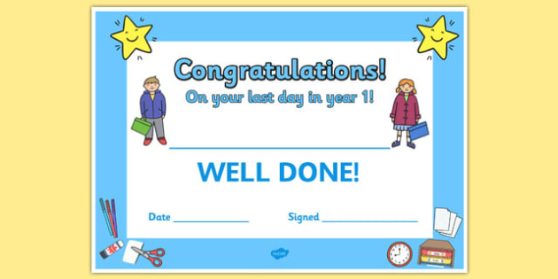 Last Day Award Certificates Year 1 (teacher made)
