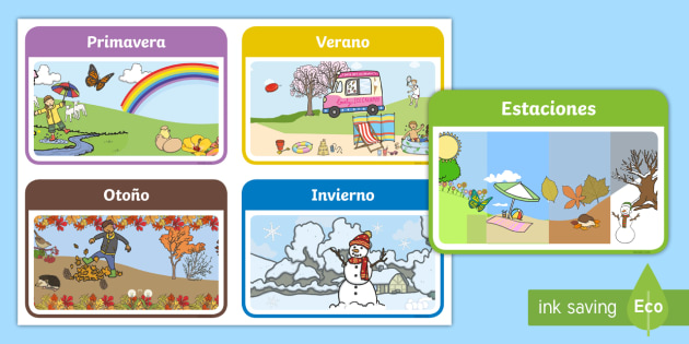 Seasons English Spanish Flashcards