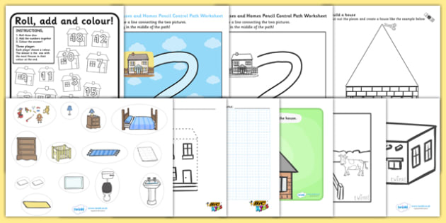 Houses and Homes Themed Fine Motor Skills and Pencil Control Pack