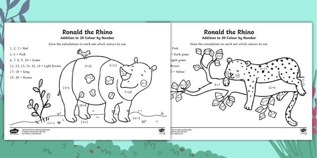 Ronald the Rhino Addition to 20 Colour by Number