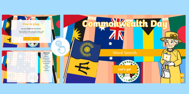 Commonwealth Day Interactive Word Search (teacher made)