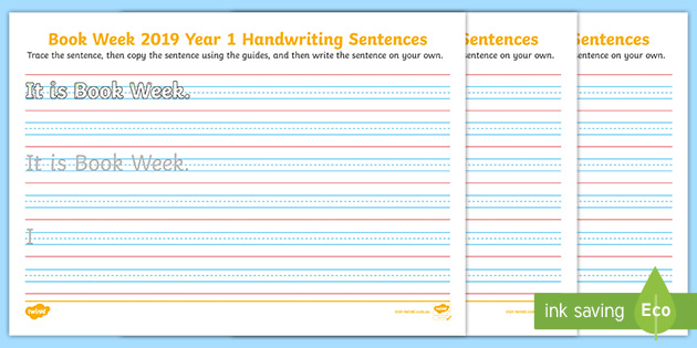 CBCA Book Week 2019 Year 1 Handwriting Practice Worksheets