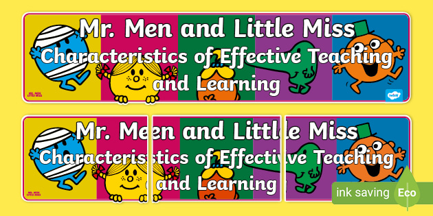 Mr. Men Characteristics of Effective Learning Display Banner