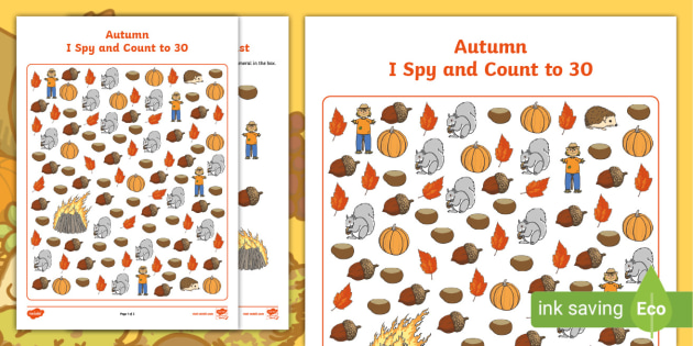 Autumn I Spy and Count to 30 Activity - (teacher made)