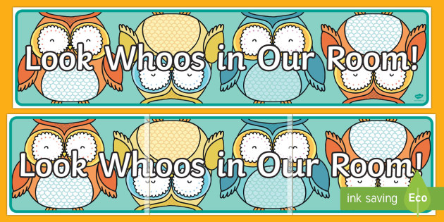 Owl Theme Registration Display Banner (teacher made)