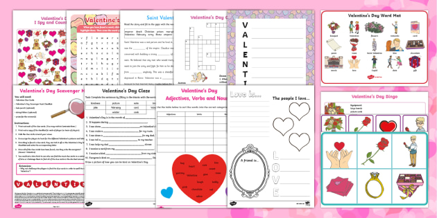 ESL St Valentine's Day Worksheet Pack (teacher made)