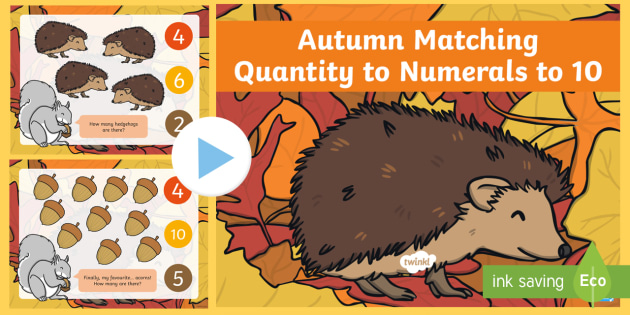 Autumn Matching Quantity to Numerals to 10 PowerPoint