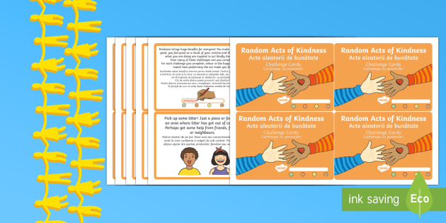 Random Acts of Kindness Challenge Cards English/Romanian - Random Acts of