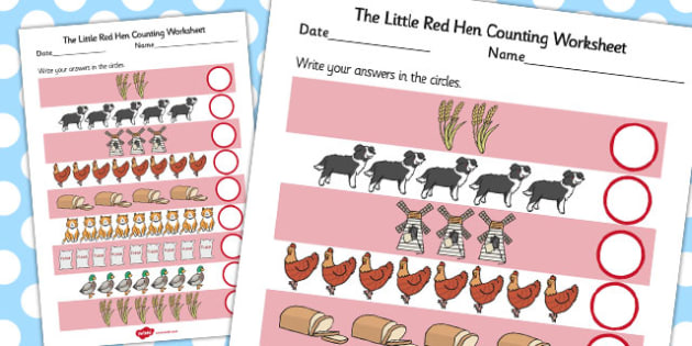 The Little Red Hen Counting Sheet (teacher made)