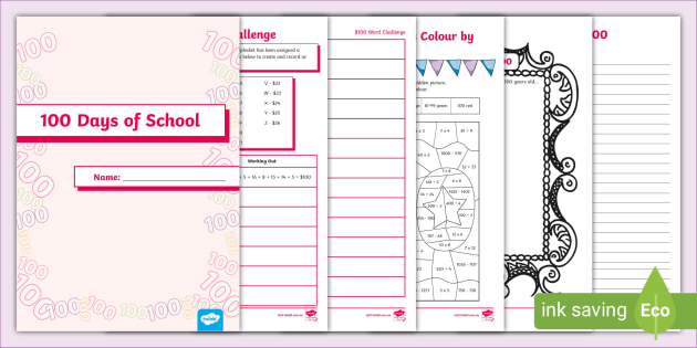 Years 3-6 100 Days of School Activity Booklet (teacher made)