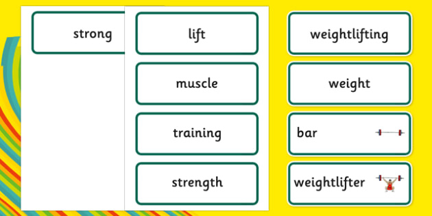The Olympics Weightlifting Word Cards - weightlifting, lifting, weights