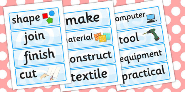 Design Technology Word Cards