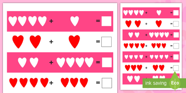 Heart Addition Worksheets