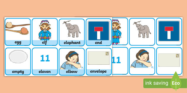 /e/ Initial Sound Cards (teacher made)