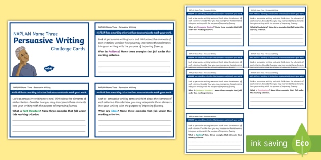 NAPLAN Name Three - Persuasive Writing Challenge Cards