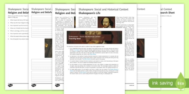 GCSE Shakespeare Social and Historical Context Activity Pack