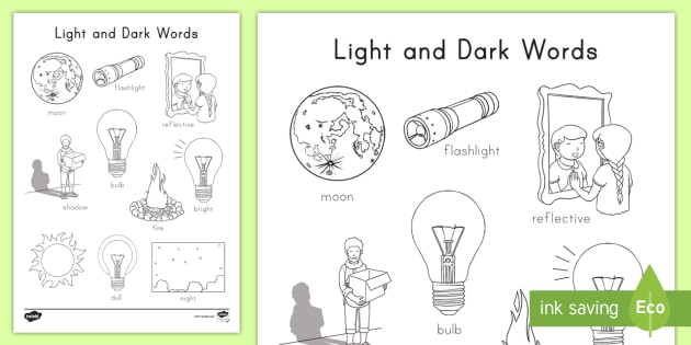 light and dark coloring pages