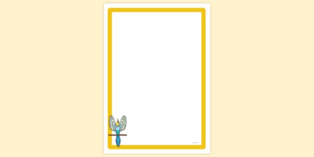 FREE! - Simple Blank Exotic Bird with Spread Wings Page Border