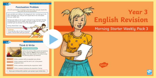 Year 3 English Revision Morning Starter Weekly PowerPoint Pack 3