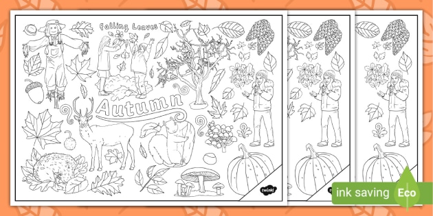 Autumn Doodle Colouring Pages (teacher made)