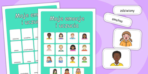 Ćwiczenie na dopasowanie elementów Moje uczucia po polsku