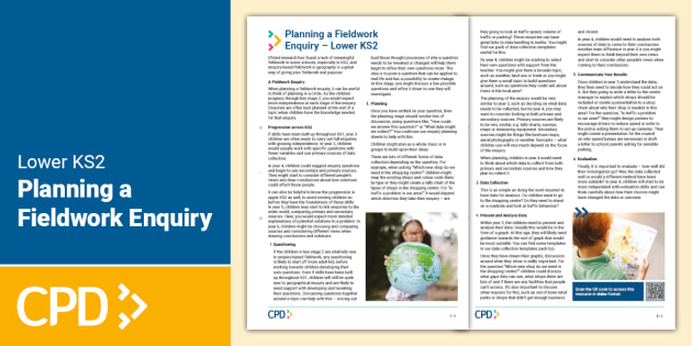 Planning a Fieldwork Enquiry in Lower Key Stage 2