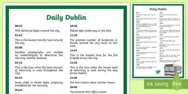 Daily Dublin Time A4 Display Poster (teacher made)