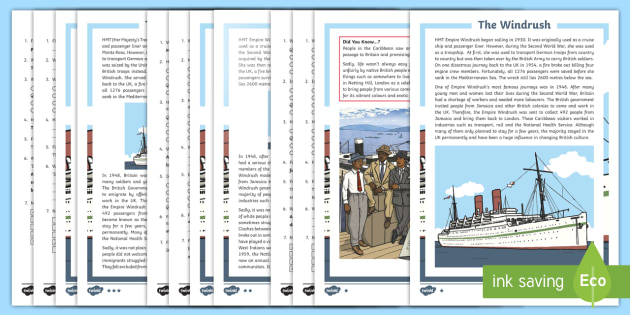 The Windrush Reading Comprehension Activity - Windrush, Lesson