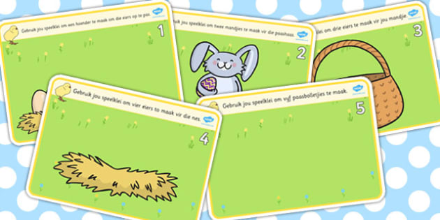 Afrikaans Paasfees Tel Speelkleimatte 1-5 (Teacher-Made)