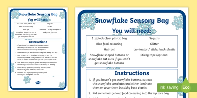 Snowflake Sensory Bag (teacher made)