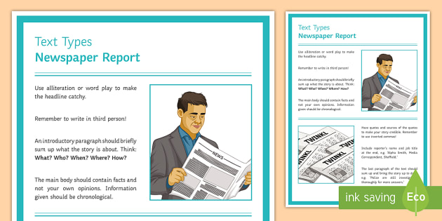 Features Of A Newspaper Report Display Poster Text Types Guide Newspaper