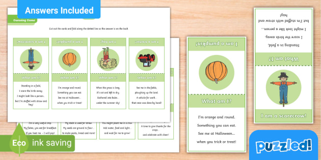 Fun Harvest Guessing Game Puzzle Cards - Kids Puzzles