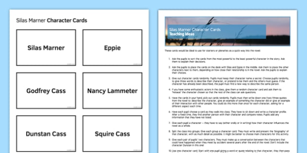 Silas Marner Character Cards (teacher made)