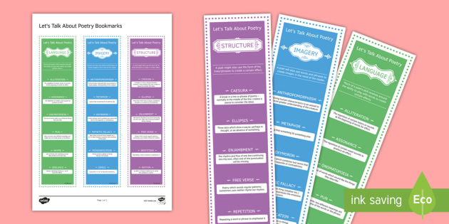 GCSE Let's Talk About Poetry Bookmarks (teacher made)