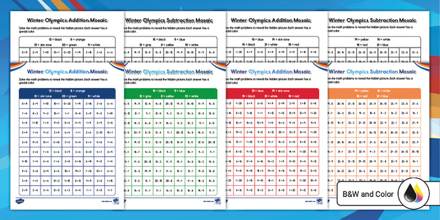 Winter Olympics Math Mosaic | Kindergarten Resources
