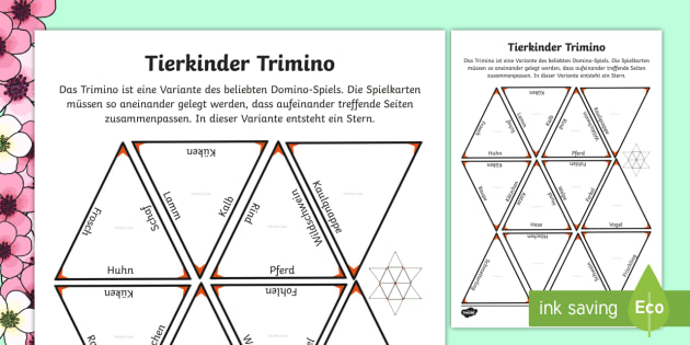 Tierkinder Trimino Domino Karten