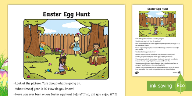 Easter Egg Hunt Oral Language Worksheet / Worksheet