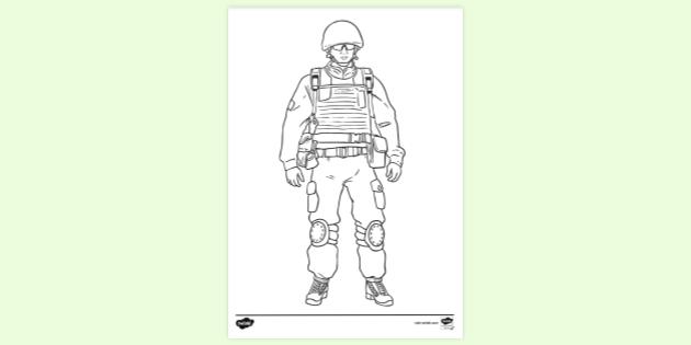 FREE! - Soldiers Colouring Sheet - Twinkl Resources