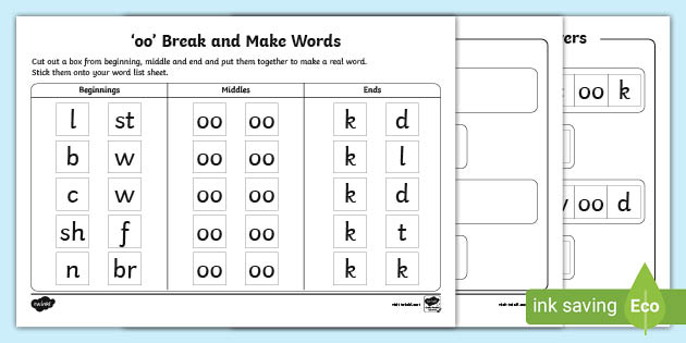 ‘oo’ as in Look Break and Make Worksheet | CfE Resources