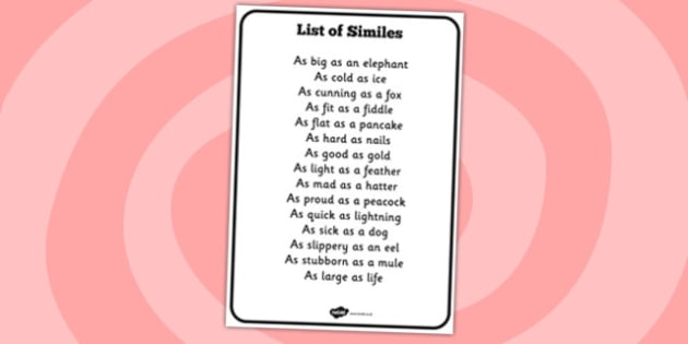 List of Similes (teacher made)