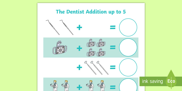The Dentist Aistear Maths Addition Worksheet (teacher made)
