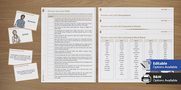 Romeo and Juliet Plots | twinkl.co.uk