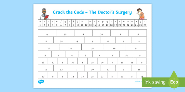 The Doctors' Surgery Crack the Code Worksheet (teacher made)