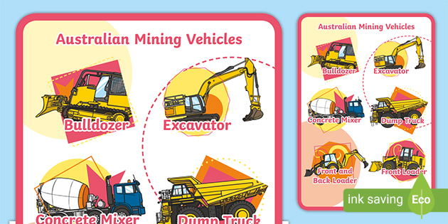 Australian Mining Vehicles Display Posters (teacher made)