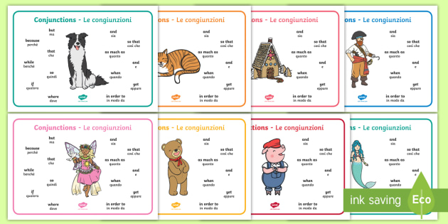 Conjunction Word Mats - Italian/English