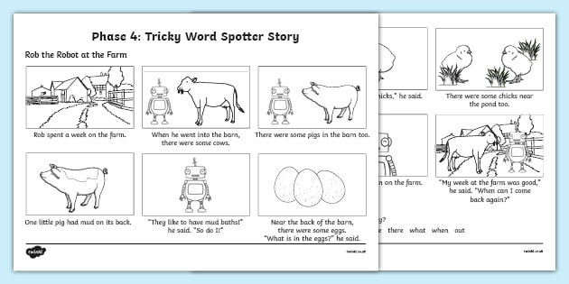Phase 4 Tricky Word Spotter Story (teacher made)